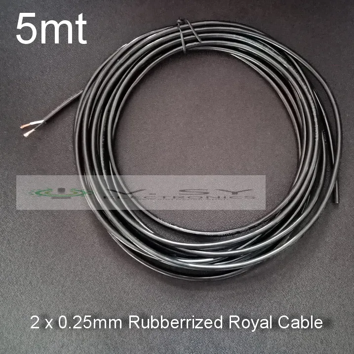 5mt Cut 2c x 0.25mm 2 conductor Rubberized Flexible Royal Cable Wire ...