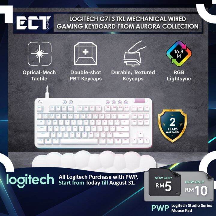 Logitech G713 TKL Mechanical Wired Gaming Keyboard from Aurora Collection (Tactile 920-010679 ...