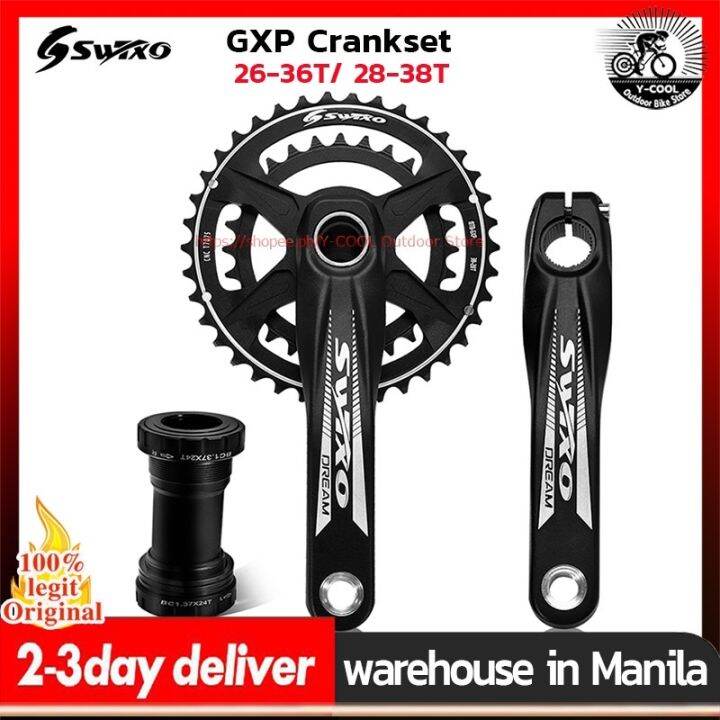 SWTXO Crankset 2X Hollowtech GXP 170mm Crank Arm 26-36T/ 28-38T Bottom ...