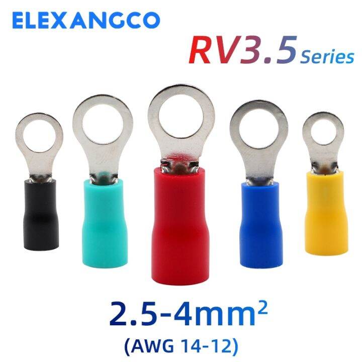 [HOT W] 100Pcs RV3.5 Series Insulated Ring Crimp Terminal Electrical Wire Connector For 14 12 ...
