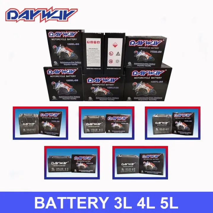 Motorcycle Motor DayWay Original Battery 3L 4L 5L and Battery Charger♨ | Lazada PH
