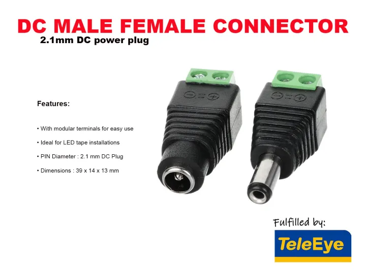 CCTV DC MALE FEMALE CONNECTOR PER PIECE (Fullfiled by Teleeye) | Lazada PH