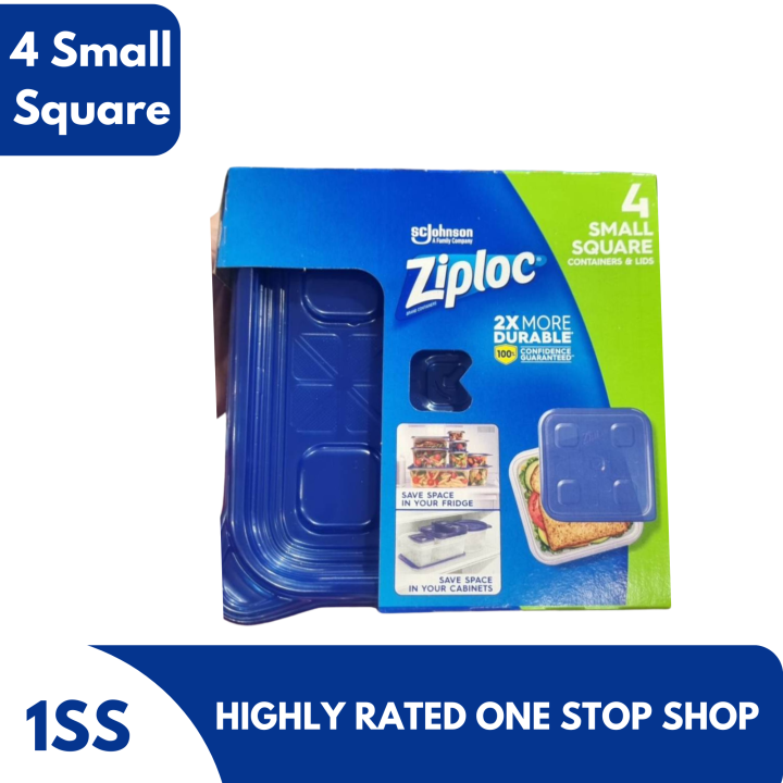 Ziploc 2x More Durable, 4 Small Square Containers & Lids | Lazada PH