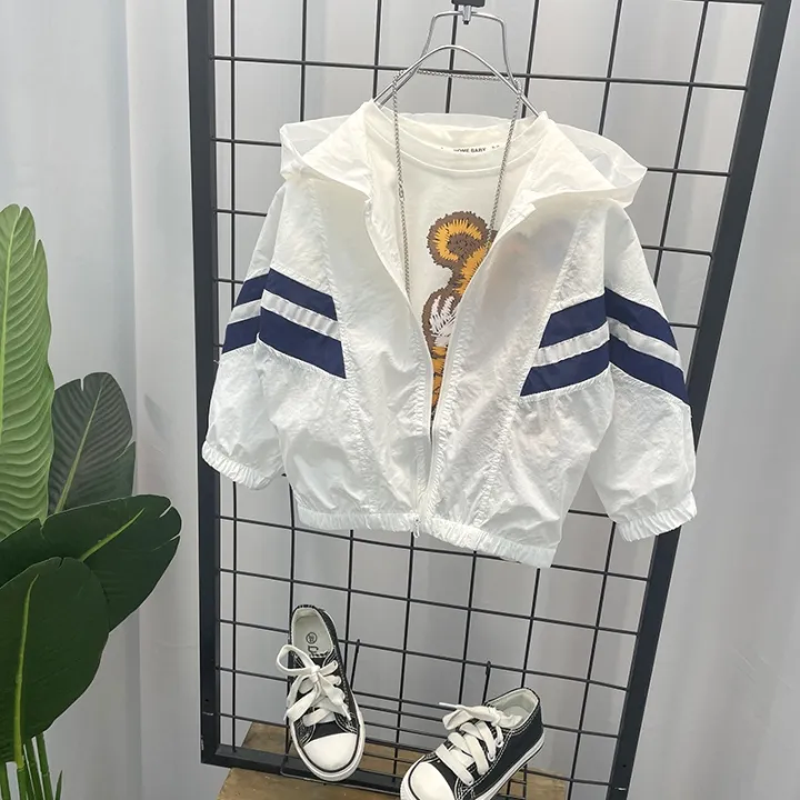 Children's wear thin boy summer bask in clothes children hooded jacket ...