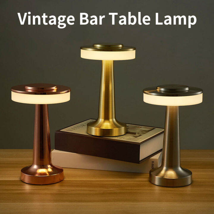 EG【Ready Stock】Vintage Bar Table Lamp Touch Sensor Rechargeable ...