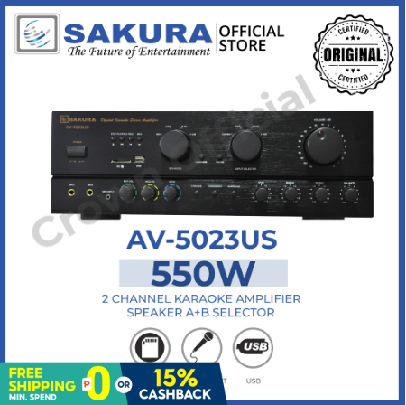 Sakura AV-5023us Karaoke MP3 Amplifier 550W x2 5.1 Channel Original Sakura | Lazada PH