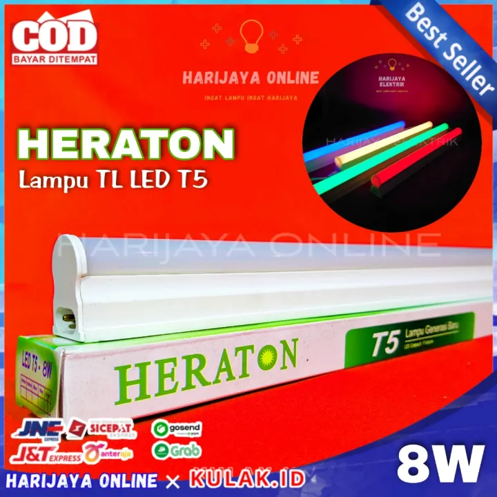 HERATON LAMPU TL T5 LED 8 WATT SET TUBE LIGHT NEON LAMP ETALASE PLAFON ...