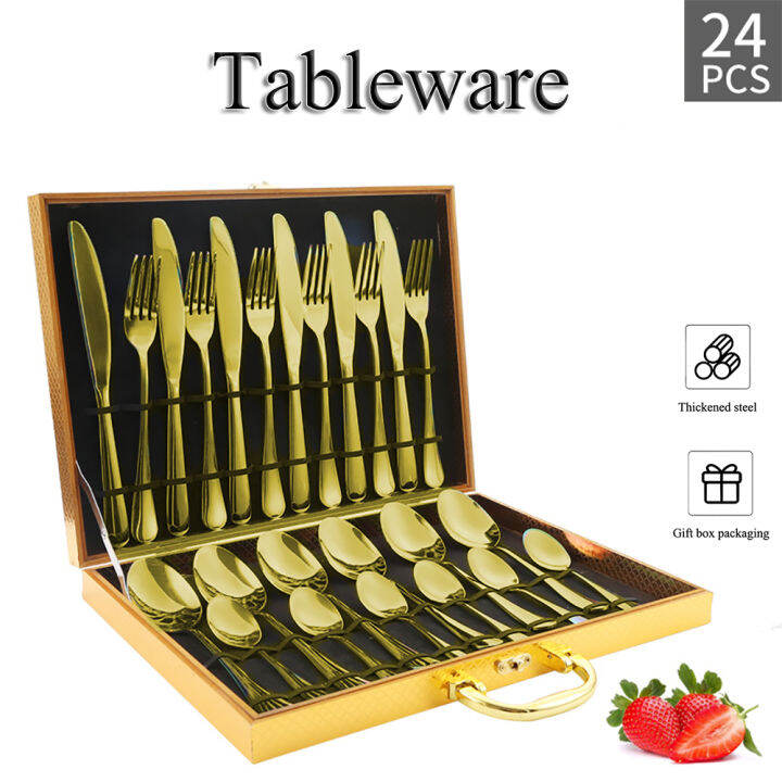 Cutlery Set 24pcs Exclusive SULTERA Set Sudu Garfu Stainless Steel Dinner Cutlery Hotel | Lazada