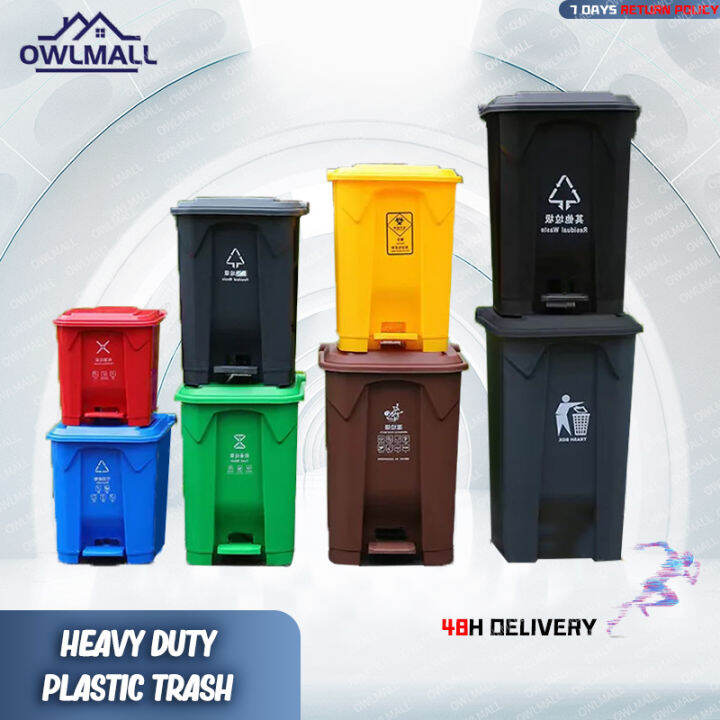Heavy Duty Plastic Trash Bin 20L 30L 50L 80L 100L with Step Foot Pedal Kitchen Garbage Trash Can ...