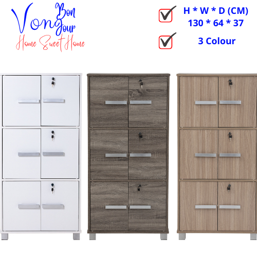 Von Bonjour NAOMI 6 Door Storage Cabinet with Lock / 3 Tier Locker ...