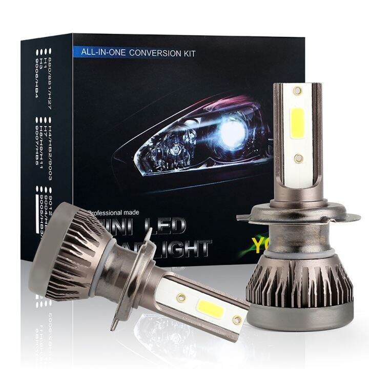 LED H4 H7 Mini Car Turbo Headlight Bulbs 12V 6500K 8000Lm 72W COB HB3 HB4 H11 H8 H9 24V LED H1 ...
