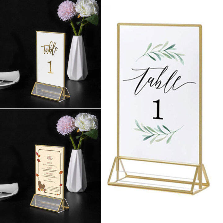 【In Stock】6 Pack Clear Acrylic Sign Holder With Gold Borders And ...