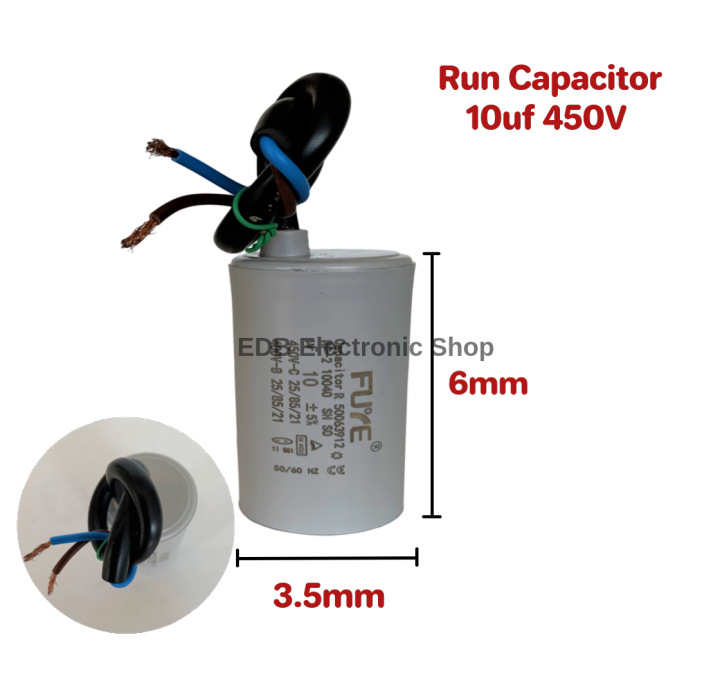 Running Capacitor 10uf 450V 10MFD 450VAC Fuye Brand 6mmx3.5mm Diameter ...