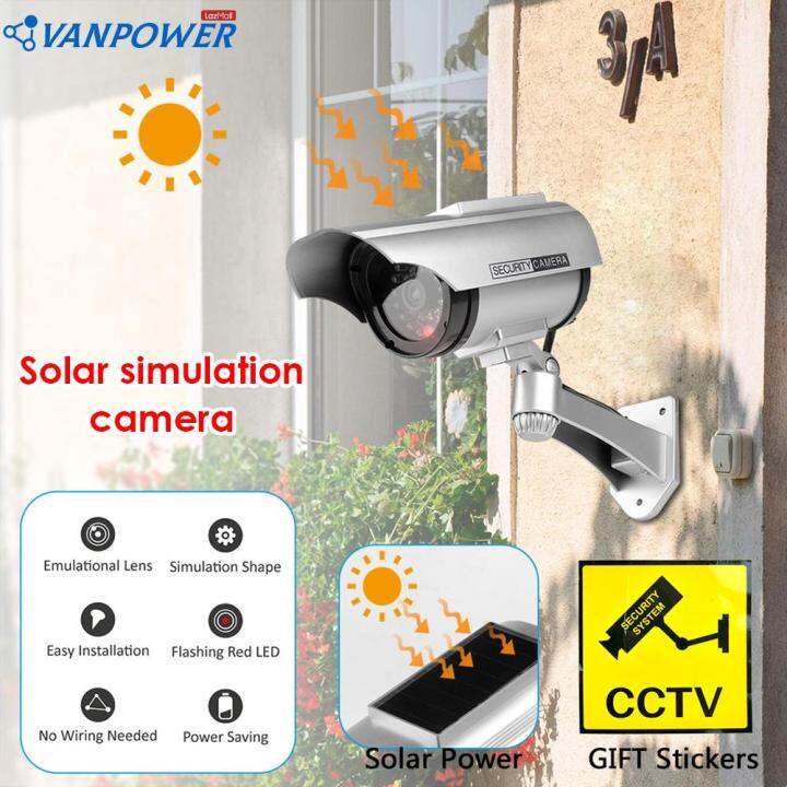 Solar Fake Camera LED Monitor Simulation CCTV Surveillance Dummy ...