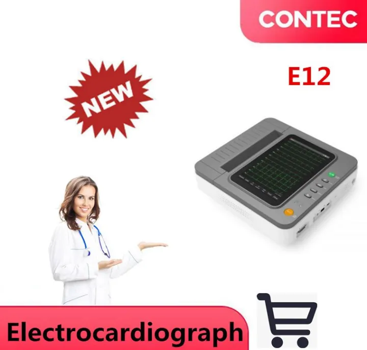 CONTEC E12 12-lead ECG signal simultaneously Electrocardiograph | Lazada