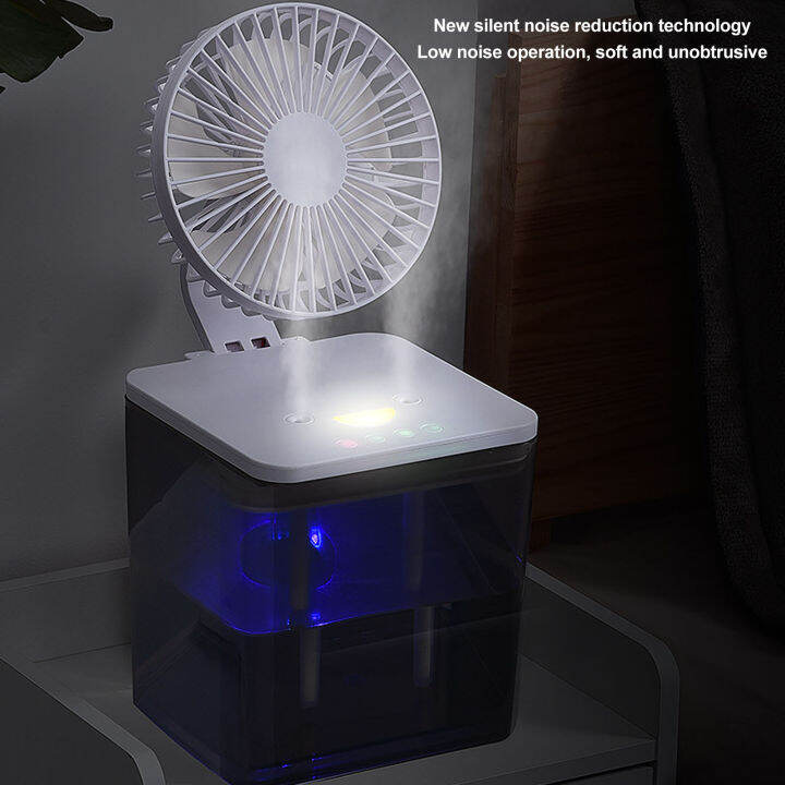 USB Mini Humidifier Portable Desk Fan Misting 3L Water Tank 3 Wind ...