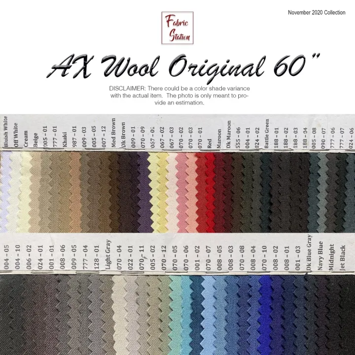 Original AX Armani Wool Fabric 60 (SET B) for Men's Suits, School ...