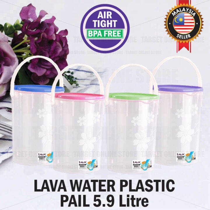 LAVA Water Plastic Pail Container Bucket BPA FREE AIRTIGHT 5.9L /Baldi ...