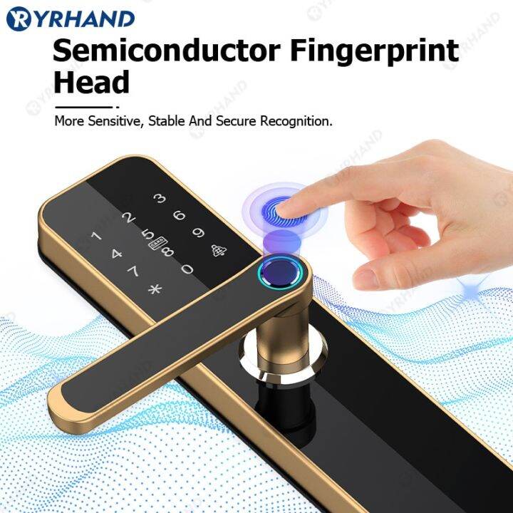 YRHAND Gold Biometric Intelligent Door Lock TUYA WIFI Remote Unlock ...