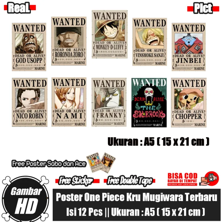 Poster Bounty One Piece - Size A5 ( 15 x 21cm ) - Gambar HD - Kru ...