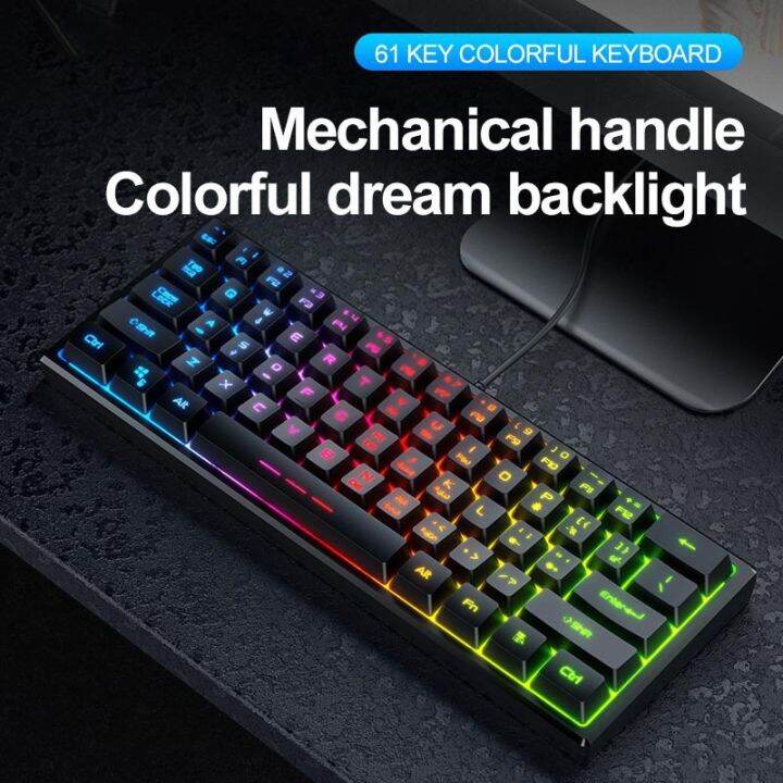 Wired machanical feeling floating keyboard 61-key with gaming RGB light ...