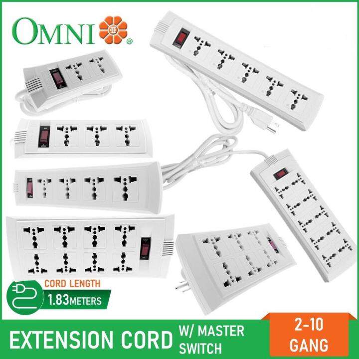 OMNI Universal Outlet Extension Cord w/Master Switch and 1.83 Meter ...