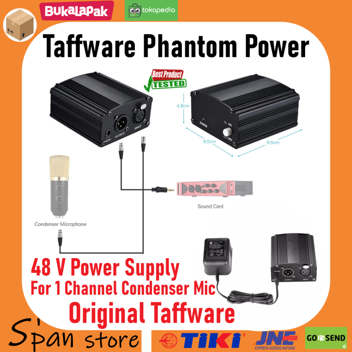 Phantom Power Untuk Mic Condenser 1 Channel 48V Original Taffware ...