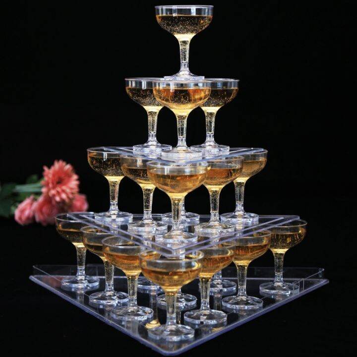 [COD] Wedding props champagne tower three-story triangular waterproof ...