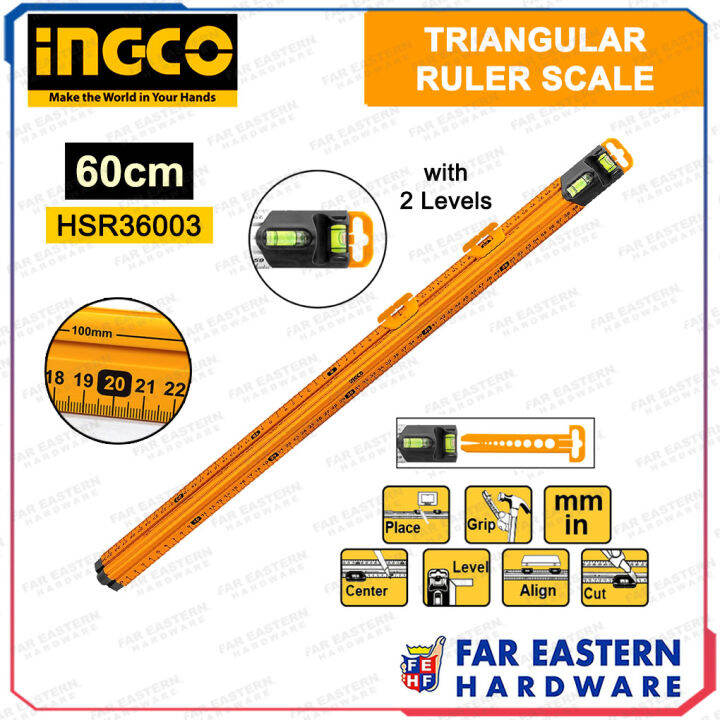 INGCO Triangular Ruler Scale w/ Level Measuring Mate 60cm HSR36003 INHT ...