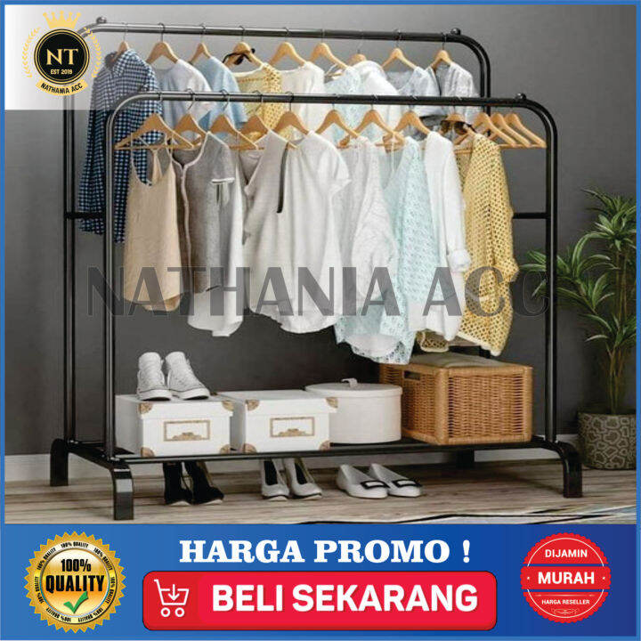 Rak Gantungan Baju Display Butik Bazar Big Stand Hanger Gawang Single ...