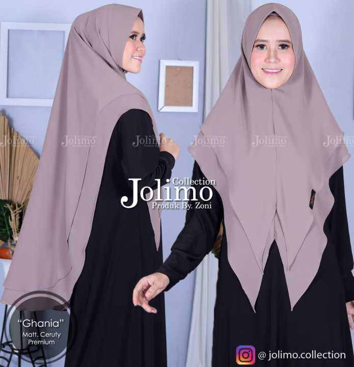 khimar ceruty ghania/ hijab 2 layer/ jilbab pet antem/ realpict ...
