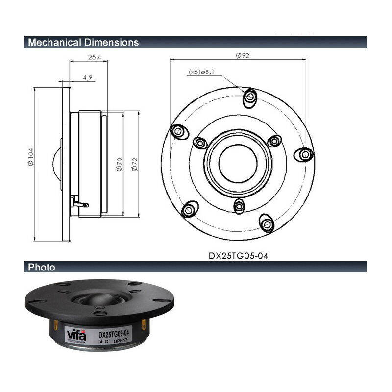 Original Vifa DX25TG09-04 4'' Hifi Home Audio DIY Silk Dome Tweeter ...