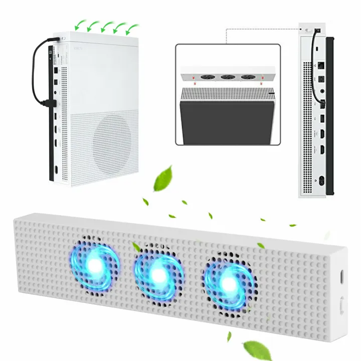 For Xbox One S Cooling Fan with 2 USB Ports Hub and 3 H/L Speed ...