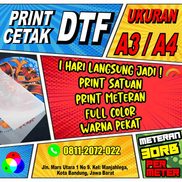 Jasa Print Cetak Sablon DTF 30rb Per Meter Lebar 60cm Siap Press | Lazada Indonesia