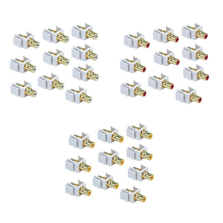 10Pack RCA Keystone Jack Insert Connector Female Snap in Adapter Port ...