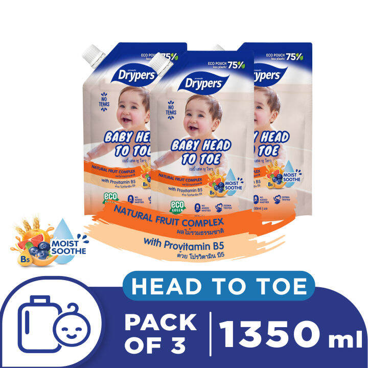 Drypers Baby Head to Toe Natural fruit Complex 450ml pack of 3 | Lazada PH
