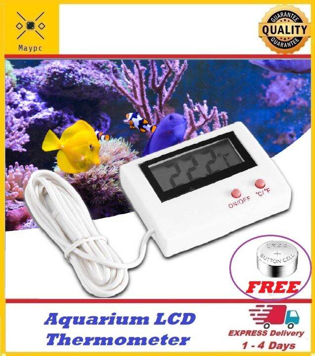 LCD Screen Thermometer Electronic Digital Temperature Tester Fish Tank ...
