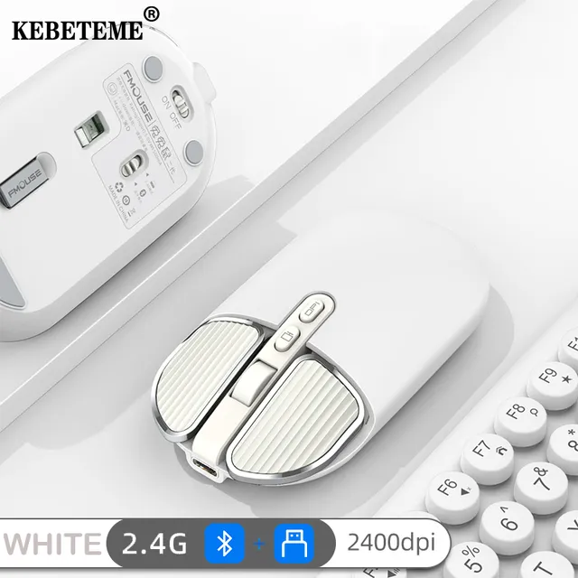 KEBETEME Wireless Mouse Bluetooth RGB Rechargeable Mouse 2.4G Silent ...