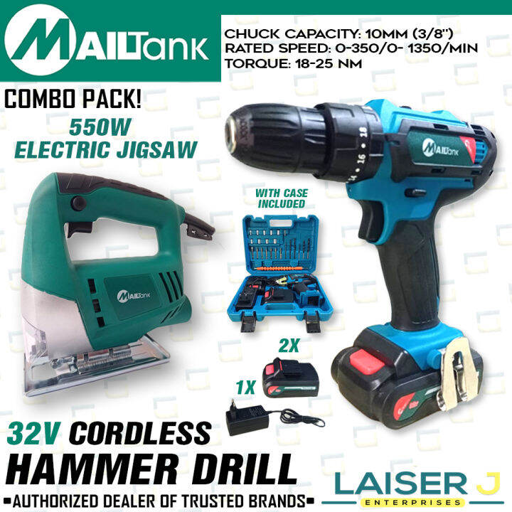 MailTank Cordless Hammer Drill 32V SH190 and Electric Jigsaw •Laiser J ...