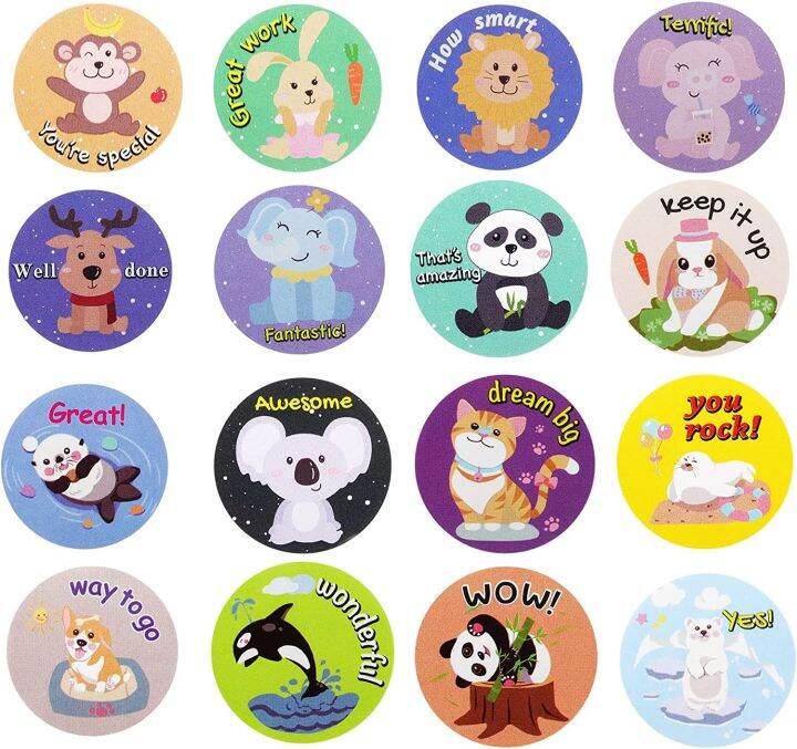 Stiker hewan 1000 buah untuk anak-anak, Stiker motivasi lucu untuk anak ...