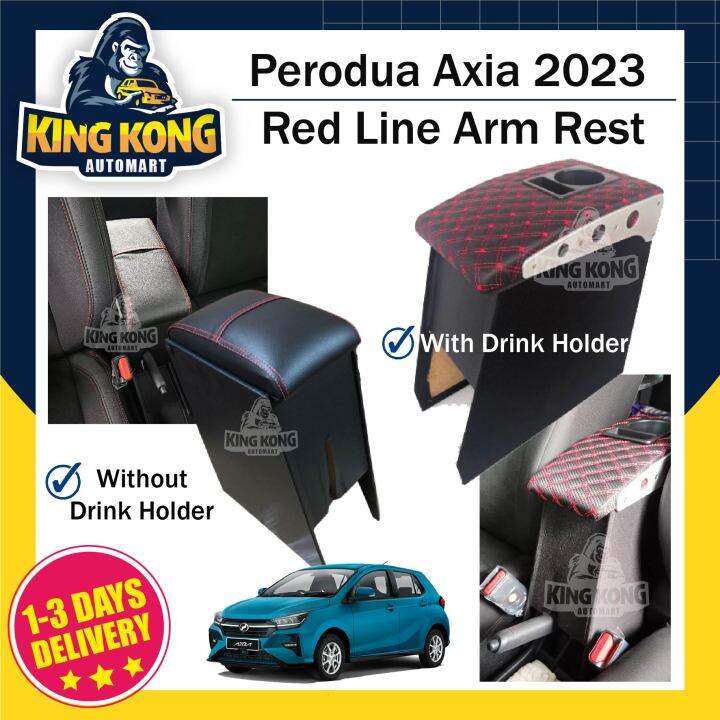 Perodua Axia 2023 PVC Red Line Arm Rest Ready Stock with or without ...