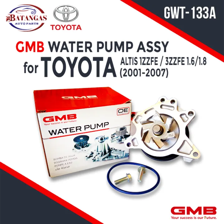 GMB WATER PUMP ASSY (GWT-133A) for TOYOTA ALTIS 1ZZFE / 3ZZFE 1.6/1.8 (2001-2007) | Lazada PH