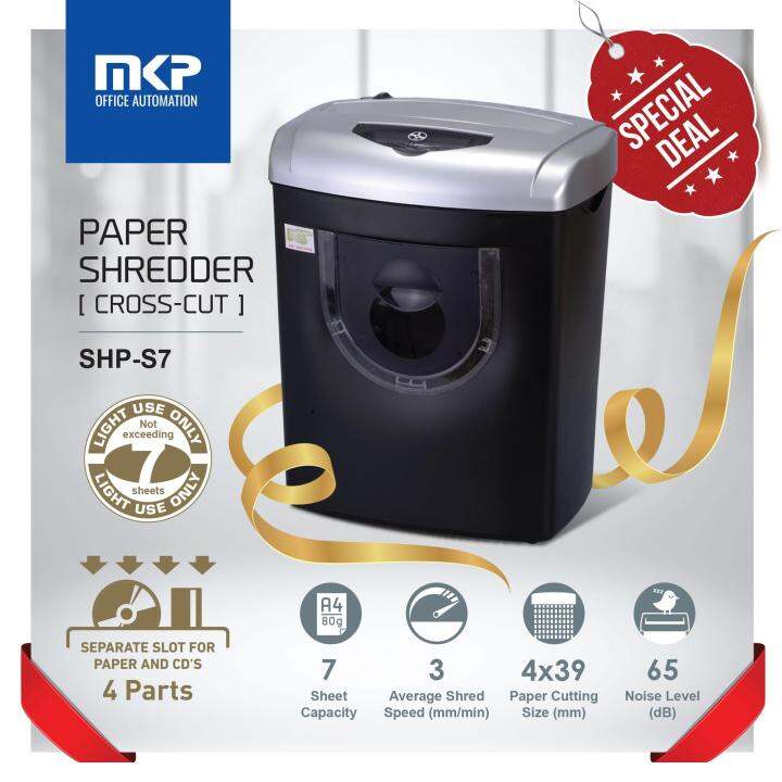 MKP PAPER SHREDDER SHP-S7 (7 sheets) Cross Cut | Lazada