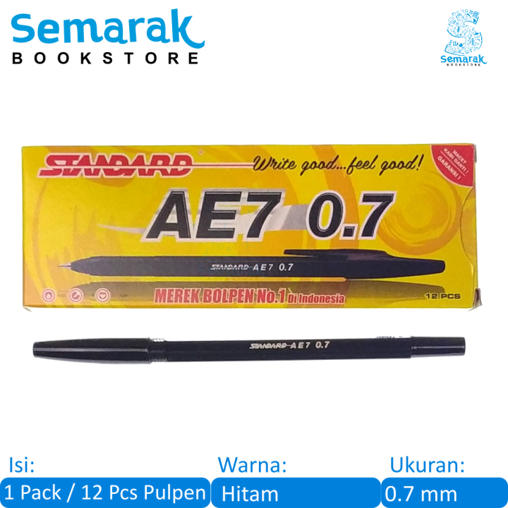 Standard AE7 Pulpen Oil Gel Alfa Tip 0.7 - Hitam [1 Pack / 12 Pcs] | Lazada Indonesia