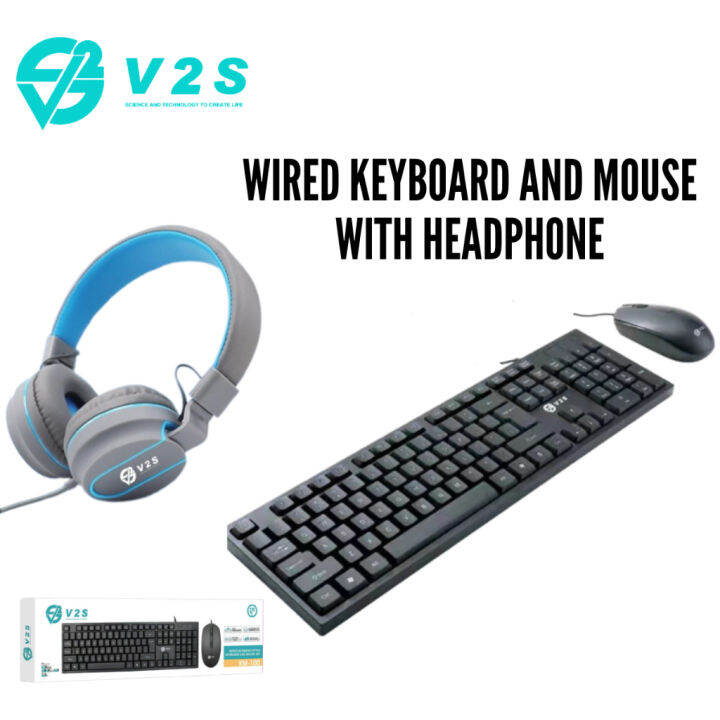 V2S Wired Keyboard And Mouse Combo Set Bundle With Se5222 Wired ...