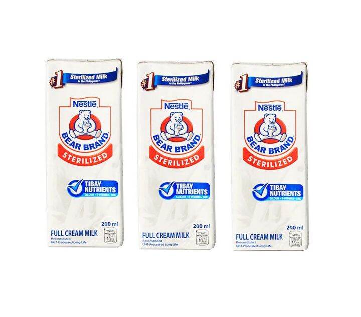 Bear Brand Sterilized Full Cream Milk 200mL - 3 pcs | Lazada PH