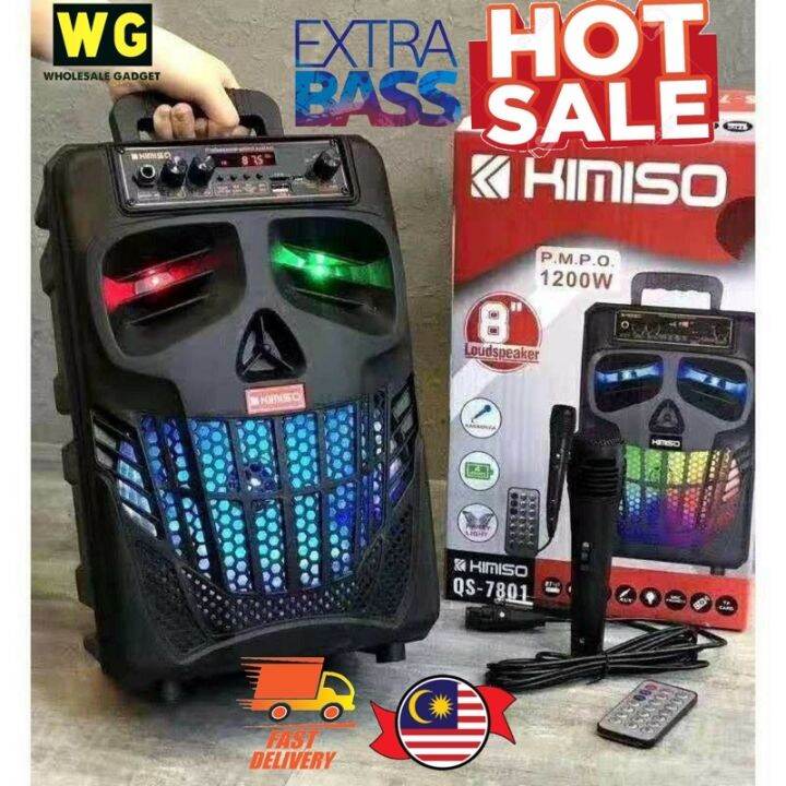 KIMISO QS-7801 8 Inch LED Portable Super Bass Speaker Bluetooth/USB/TF ...