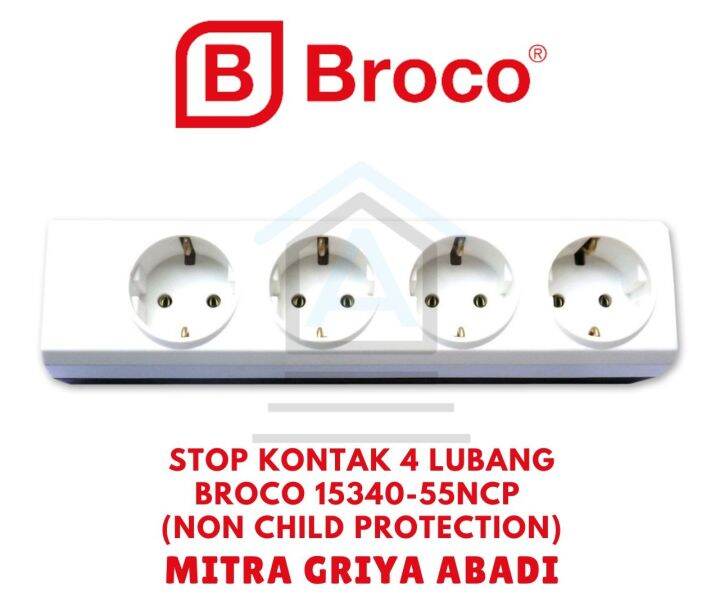 Stop Kontak 4 Lubang Broco 15340-55NCP (Non Child Protection) | Lazada ...
