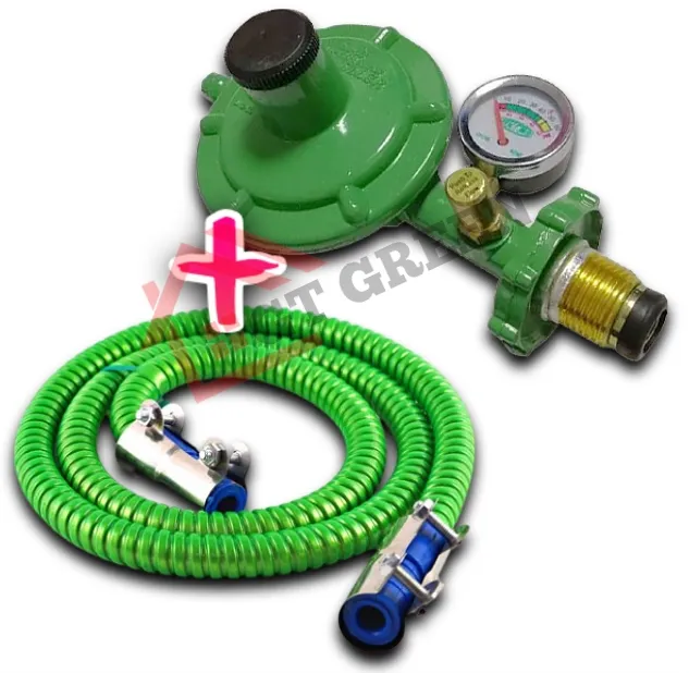 1SET LPG Regulator with Gauge & Automatic Shut Off Safety Pin For Gas ...