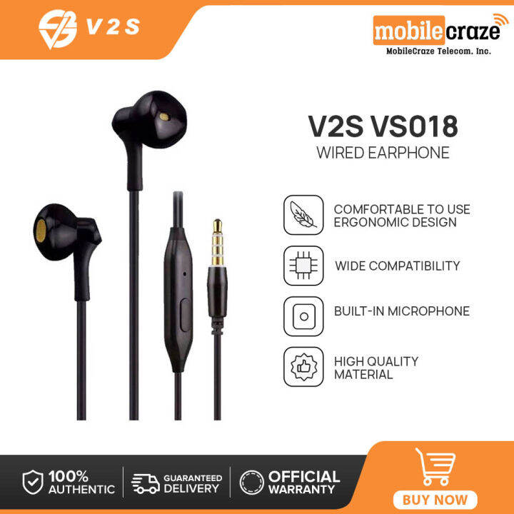 V2S VS018 Earphone Universal 3.5mm Plug Extar Bass Stereo Wired Headset ...